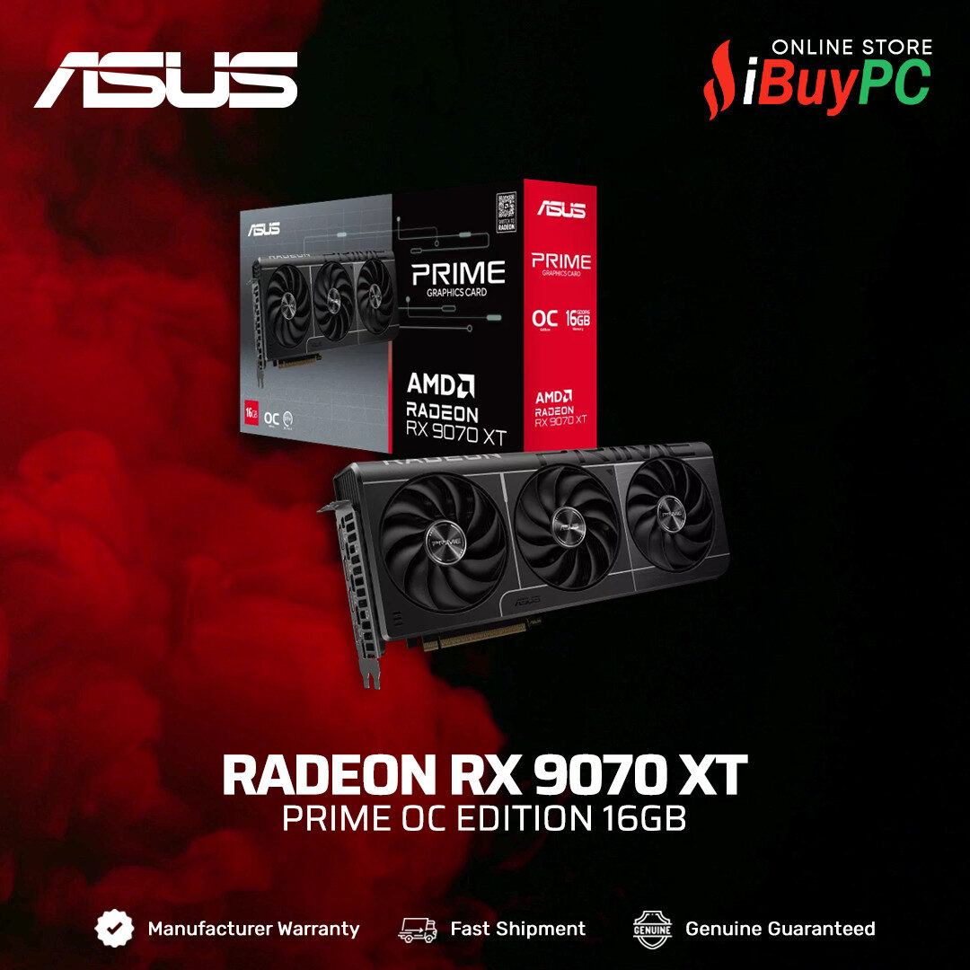 ASUS PRIME Radeon RX 9070 XT OC Edition 16GB GDDR6 Graphics Card – IBUYPC